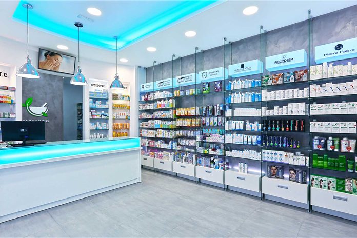 Glass Shelves Retail Pharmacy Interior Design - Retail Shop Interior ...