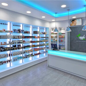 Glass Shelves Retail Pharmacy Interior Design - Retail Shop Interior ...