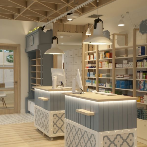 Wood and stoneware Medical Shop Decoration Ideas - Retail Shop Interior ...