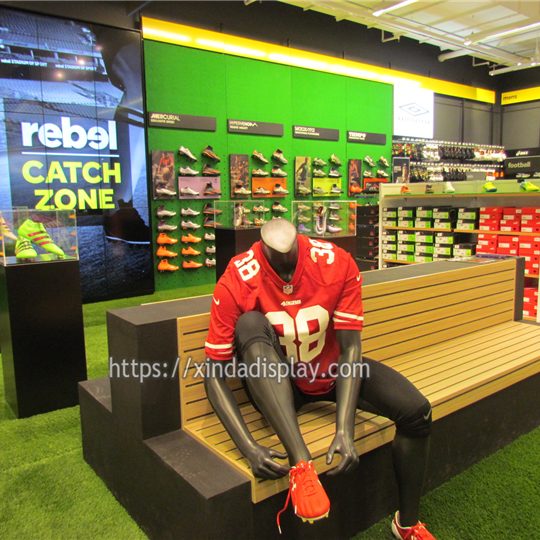 Custom Sports Store Design Display Furniture Sports Showroom Interior ...